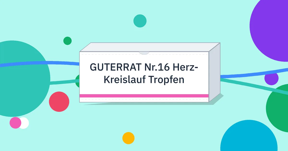 Symbolbild: Packung mit der Aufschrift GUTERRAT Nr.16 Herz-Kreislauf Tropfen (PZN 20272663) – Verfügbarkeit und Bezug in Apotheken in Frankfurt am Main