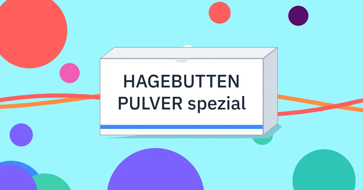 Symbolbild: Packung mit der Aufschrift HAGEBUTTEN PULVER spezial (PZN 12340942) – Verfügbarkeit und Bezug in Apotheken in Frankfurt am Main