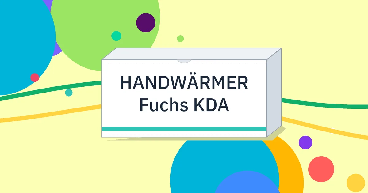 Symbolbild: Packung mit der Aufschrift HANDWÄRMER Fuchs KDA (PZN 17613994) – Verfügbarkeit und Bezug in Apotheken in Frankfurt am Main