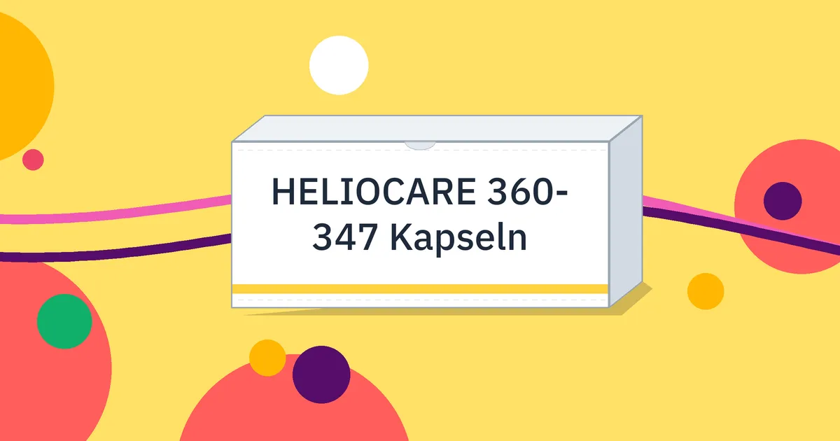 Symbolbild: Packung mit der Aufschrift HELIOCARE 360-347 Kapseln (PZN 19361924) – Verfügbarkeit und Bezug in Apotheken in Frankfurt am Main