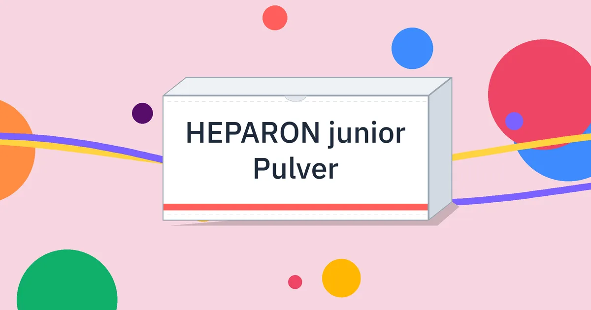 Symbolbild: Packung mit der Aufschrift HEPARON junior Pulver (PZN 08490630) – Verfügbarkeit und Bezug in Apotheken in Frankfurt am Main