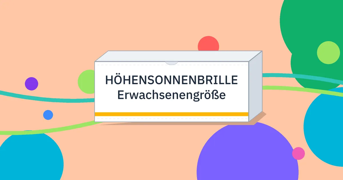 Symbolbild: Packung mit der Aufschrift HÖHENSONNENBRILLE Erwachsenengröße (PZN 10075950) – Verfügbarkeit und Bezug in Apotheken in Frankfurt am Main