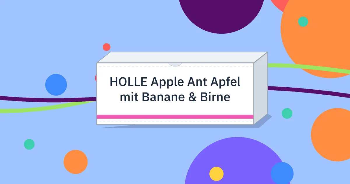 Symbolbild: Packung mit der Aufschrift HOLLE Apple Ant Apfel mit Banane & Birne (PZN 15234548) – Verfügbarkeit und Bezug in Apotheken in Frankfurt am Main