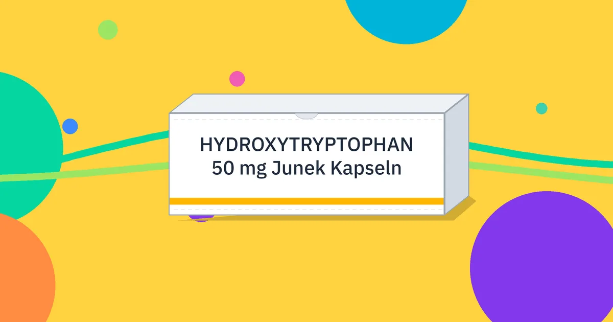 Symbolbild: Packung mit der Aufschrift HYDROXYTRYPTOPHAN 50 mg Junek Kapseln (PZN 10337338) – Verfügbarkeit und Bezug in Apotheken in Frankfurt am Main
