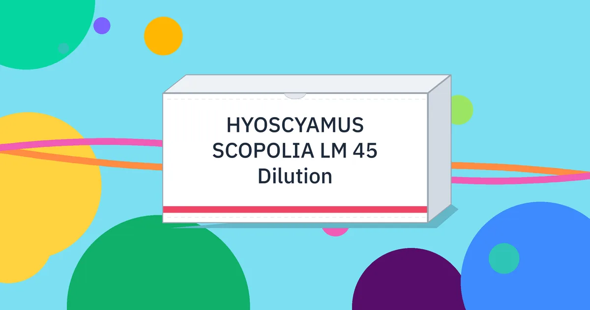 Symbolbild: Packung mit der Aufschrift HYOSCYAMUS SCOPOLIA LM 45 Dilution (PZN 13557939) – Verfügbarkeit und Bezug in Apotheken in Frankfurt am Main