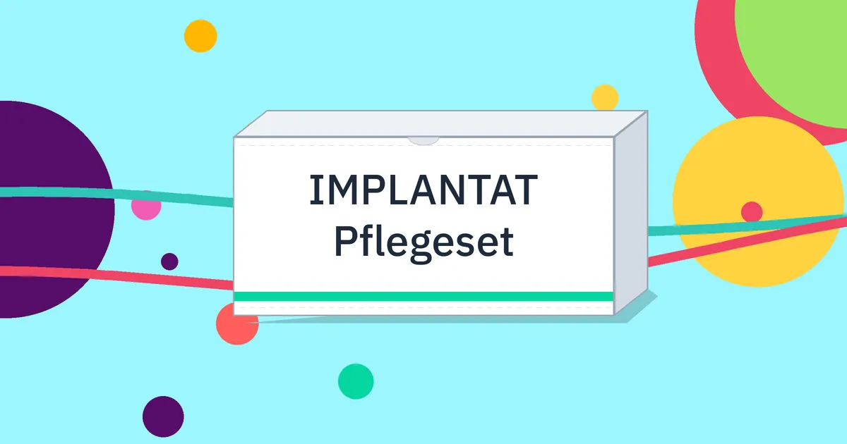 Symbolbild: Packung mit der Aufschrift IMPLANTAT Pflegeset (PZN 13652359) – Verfügbarkeit und Bezug in Apotheken in Frankfurt am Main