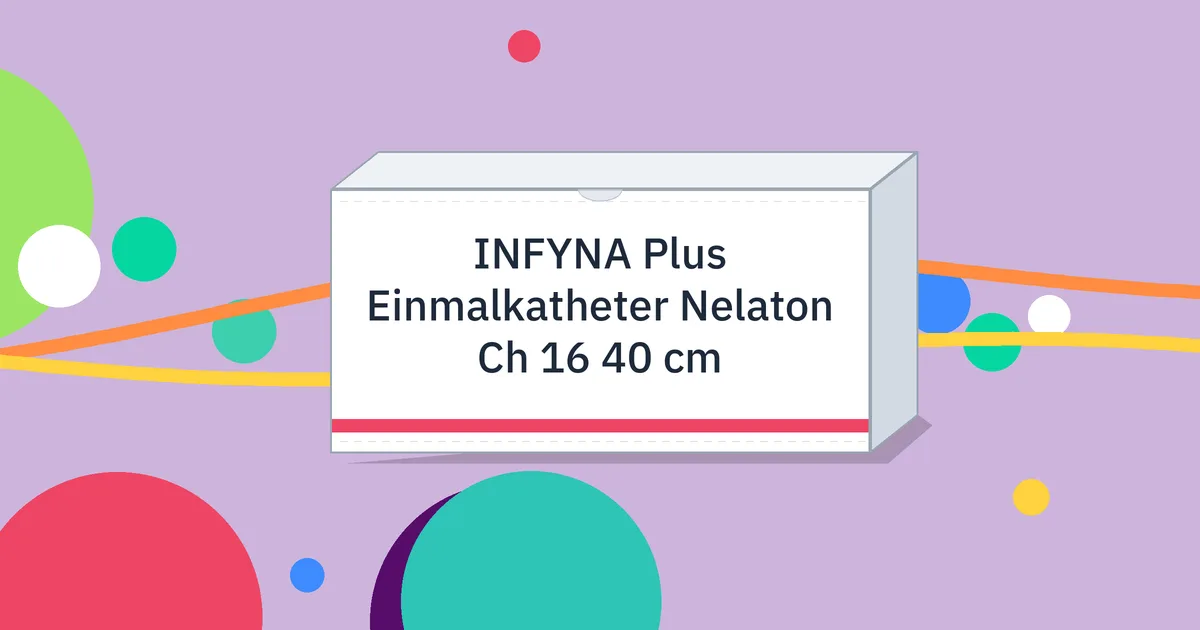 Symbolbild: Packung mit der Aufschrift INFYNA Plus Einmalkatheter Nelaton Ch 16 40 cm (PZN 13751038) – Verfügbarkeit und Bezug in Apotheken in Frankfurt am Main