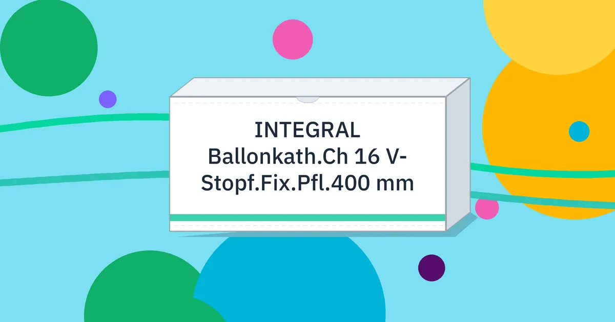 Symbolbild: Packung mit der Aufschrift INTEGRAL Ballonkath.Ch 16 V-Stopf.Fix.Pfl.400 mm (PZN 04079725) – Verfügbarkeit und Bezug in Apotheken in Frankfurt am Main
