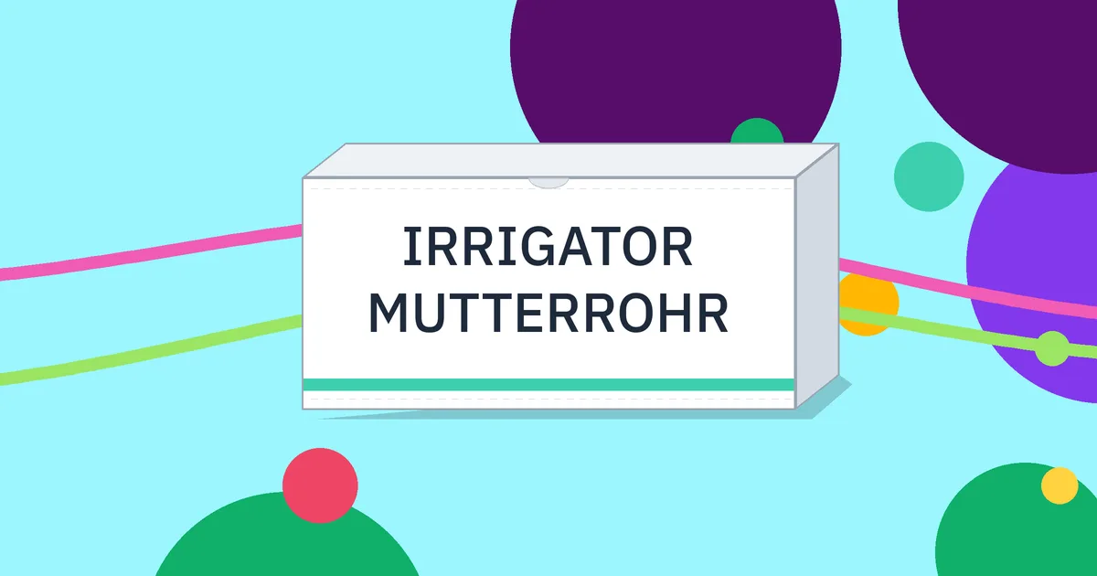 Symbolbild: Packung mit der Aufschrift IRRIGATOR MUTTERROHR (PZN 01728459) – Verfügbarkeit und Bezug in Apotheken in Frankfurt am Main