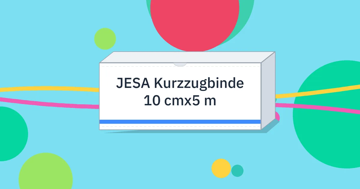 Symbolbild: Packung mit der Aufschrift JESA Kurzzugbinde 10 cmx5 m (PZN 10794478) – Verfügbarkeit und Bezug in Apotheken in Frankfurt am Main