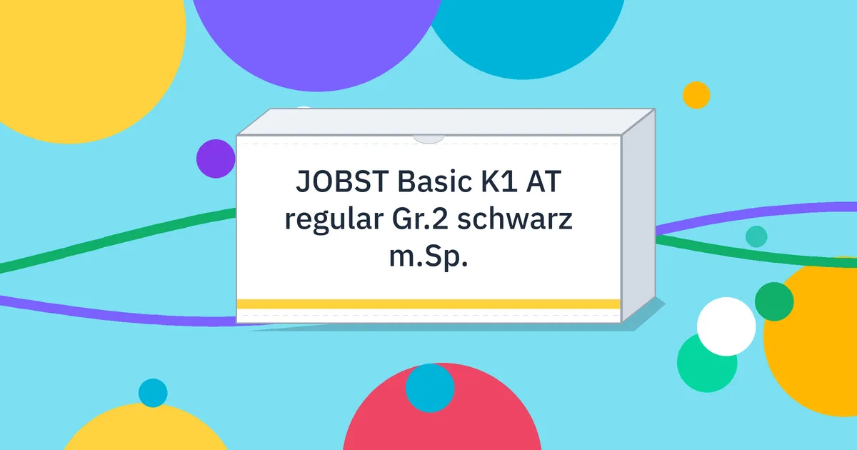 Symbolbild: Packung mit der Aufschrift JOBST Basic K1 AT regular Gr.2 schwarz m.Sp. (PZN 15310462) – Verfügbarkeit und Bezug in Apotheken in Frankfurt am Main