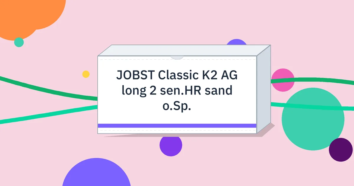 Symbolbild: Packung mit der Aufschrift JOBST Classic K2 AG long 2 sen.HR sand o.Sp. (PZN 17958948) – Verfügbarkeit und Bezug in Apotheken in Frankfurt am Main