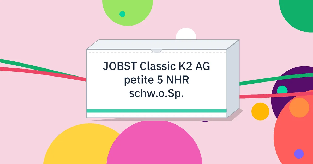 Symbolbild: Packung mit der Aufschrift JOBST Classic K2 AG petite 5 NHR schw.o.Sp. (PZN 11273735) – Verfügbarkeit und Bezug in Apotheken in Frankfurt am Main