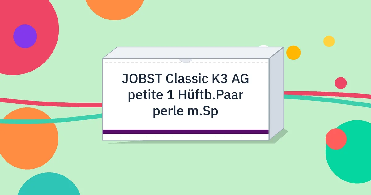 Symbolbild: Packung mit der Aufschrift JOBST Classic K3 AG petite 1 Hüftb.Paar perle m.Sp (PZN 13074543) – Verfügbarkeit und Bezug in Apotheken in Frankfurt am Main