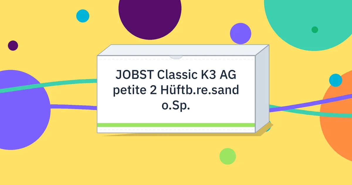 Symbolbild: Packung mit der Aufschrift JOBST Classic K3 AG petite 2 Hüftb.re.sand o.Sp. (PZN 13075175) – Verfügbarkeit und Bezug in Apotheken in Frankfurt am Main