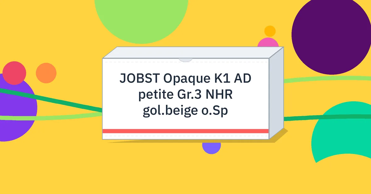 Symbolbild: Packung mit der Aufschrift JOBST Opaque K1 AD petite Gr.3 NHR gol.beige o.Sp (PZN 16263836) – Verfügbarkeit und Bezug in Apotheken in Frankfurt am Main