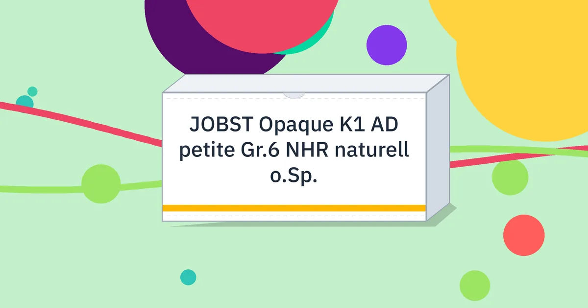 Symbolbild: Packung mit der Aufschrift JOBST Opaque K1 AD petite Gr.6 NHR naturell o.Sp. (PZN 13080182) – Verfügbarkeit und Bezug in Apotheken in Frankfurt am Main
