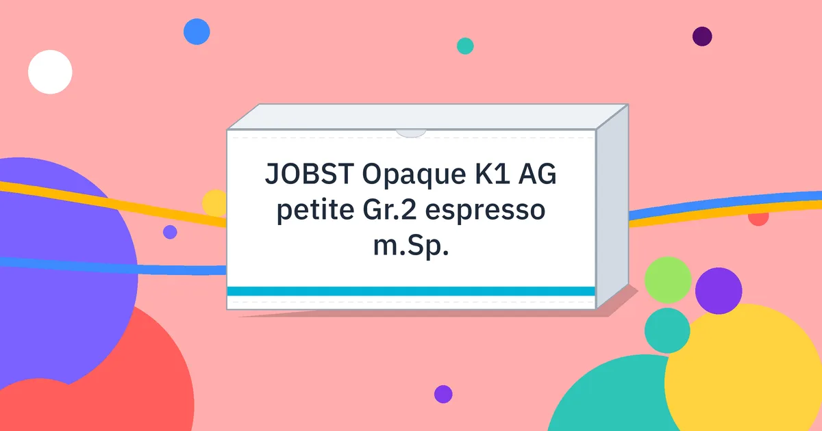 Symbolbild: Packung mit der Aufschrift JOBST Opaque K1 AG petite Gr.2 espresso m.Sp. (PZN 16270670) – Verfügbarkeit und Bezug in Apotheken in Frankfurt am Main