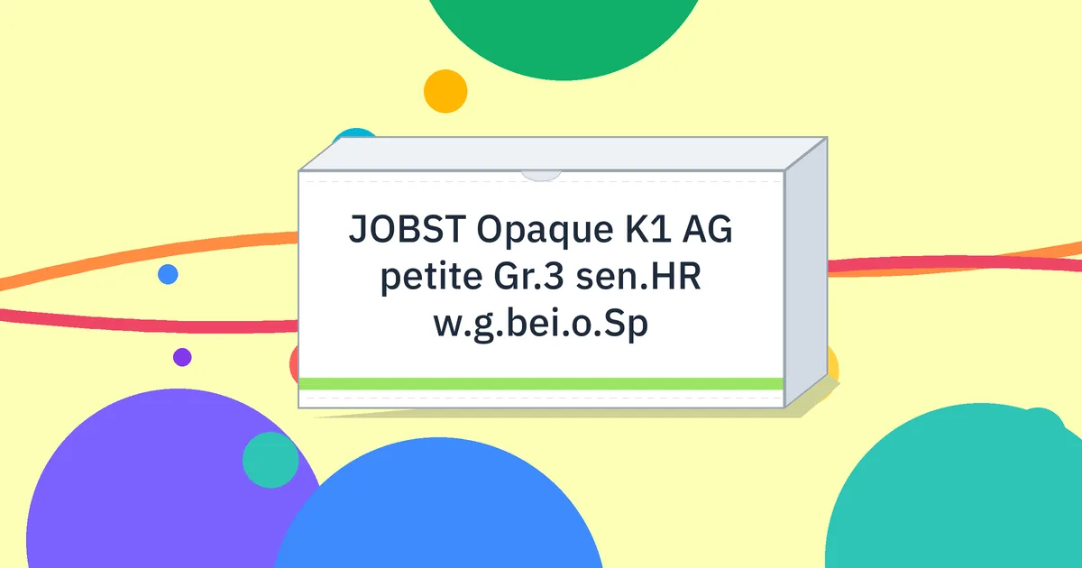 Symbolbild: Packung mit der Aufschrift JOBST Opaque K1 AG petite Gr.3 sen.HR w.g.bei.o.Sp (PZN 16269359) – Verfügbarkeit und Bezug in Apotheken in Frankfurt am Main
