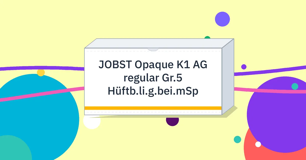 Symbolbild: Packung mit der Aufschrift JOBST Opaque K1 AG regular Gr.5 Hüftb.li.g.bei.mSp (PZN 16272315) – Verfügbarkeit und Bezug in Apotheken in Frankfurt am Main