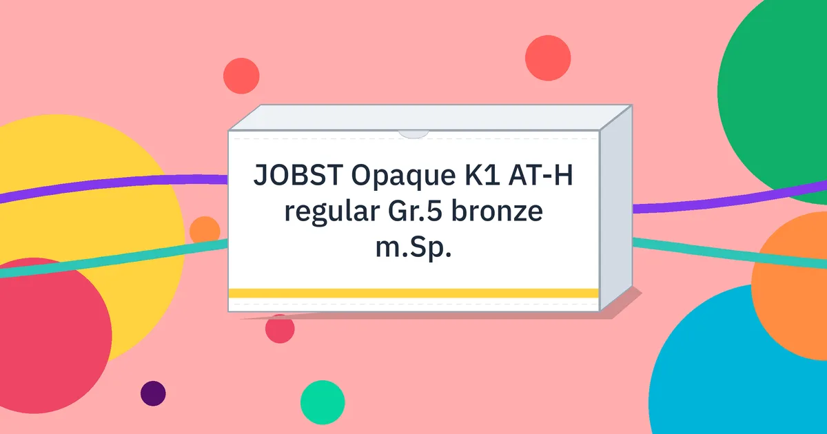 Symbolbild: Packung mit der Aufschrift JOBST Opaque K1 AT-H regular Gr.5 bronze m.Sp. (PZN 13105189) – Verfügbarkeit und Bezug in Apotheken in Frankfurt am Main