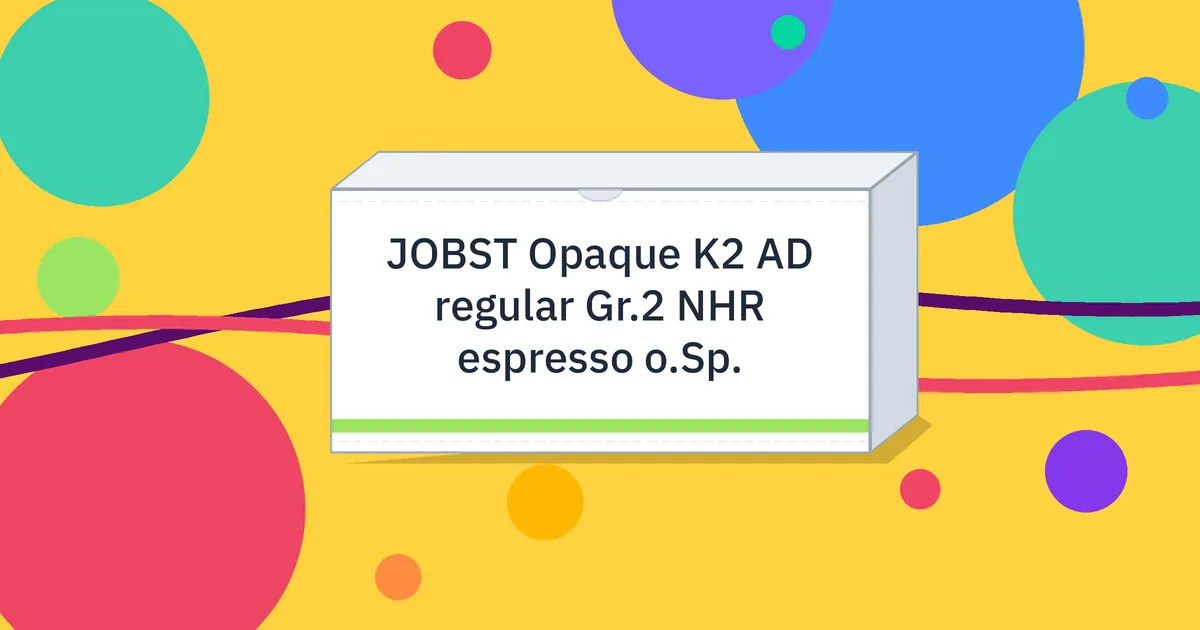 Symbolbild: Packung mit der Aufschrift JOBST Opaque K2 AD regular Gr.2 NHR espresso o.Sp. (PZN 16278111) – Verfügbarkeit und Bezug in Apotheken in Frankfurt am Main
