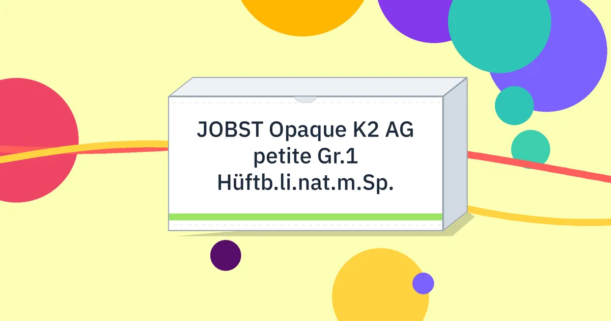 Symbolbild: Packung mit der Aufschrift JOBST Opaque K2 AG petite Gr.1 Hüftb.li.nat.m.Sp. (PZN 13113651) – Verfügbarkeit und Bezug in Apotheken in Frankfurt am Main