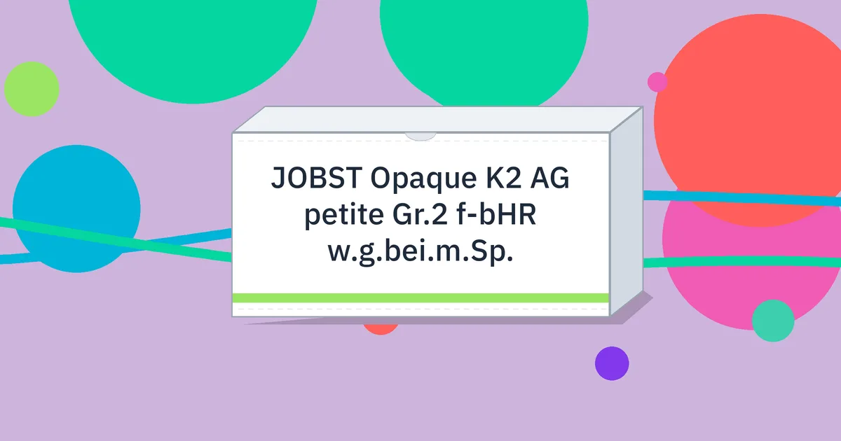 Symbolbild: Packung mit der Aufschrift JOBST Opaque K2 AG petite Gr.2 f-bHR w.g.bei.m.Sp. (PZN 16283997) – Verfügbarkeit und Bezug in Apotheken in Frankfurt am Main