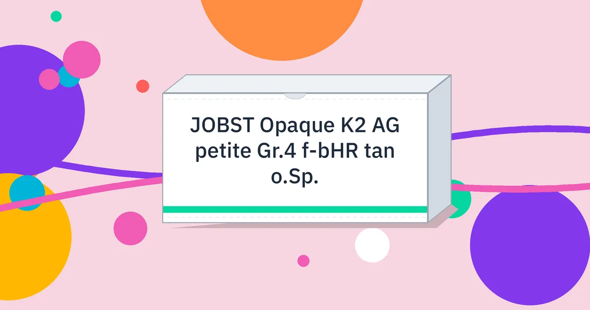 Symbolbild: Packung mit der Aufschrift JOBST Opaque K2 AG petite Gr.4 f-bHR tan o.Sp. (PZN 16284442) – Verfügbarkeit und Bezug in Apotheken in Frankfurt am Main