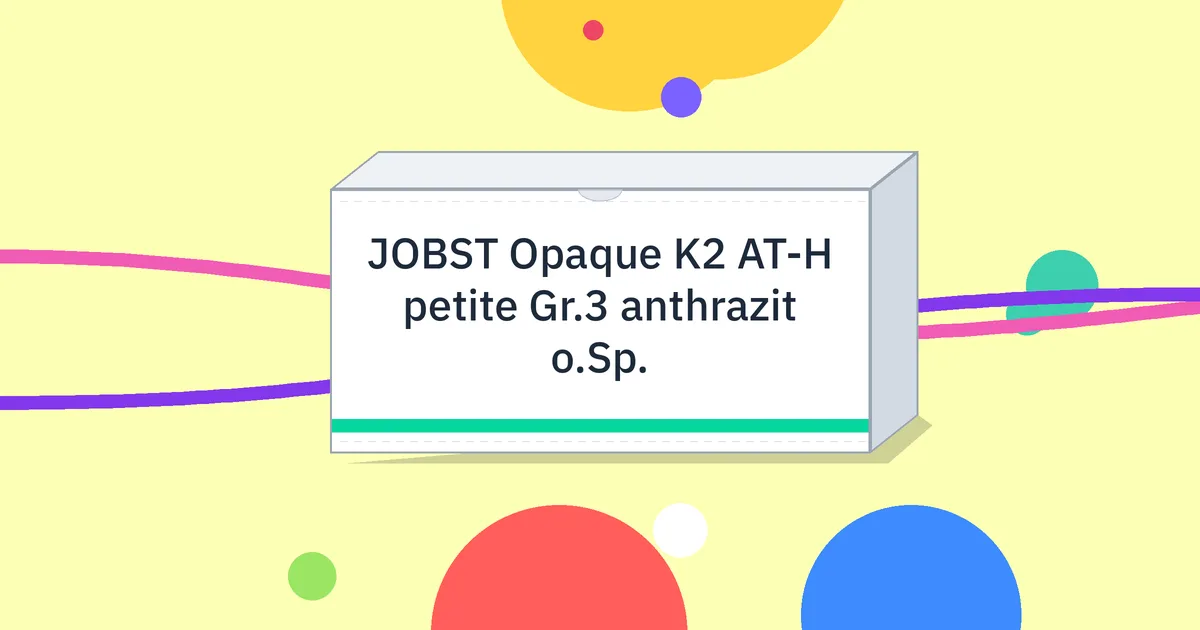 Symbolbild: Packung mit der Aufschrift JOBST Opaque K2 AT-H petite Gr.3 anthrazit o.Sp. (PZN 16292051) – Verfügbarkeit und Bezug in Apotheken in Frankfurt am Main