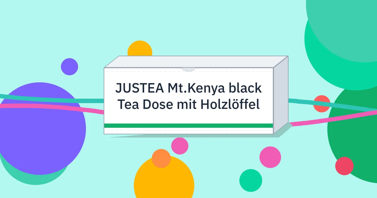 Symbolbild: Packung mit der Aufschrift JUSTEA Mt.Kenya black Tea Dose mit Holzlöffel (PZN 15419615) – Verfügbarkeit und Bezug in Apotheken in Frankfurt am Main