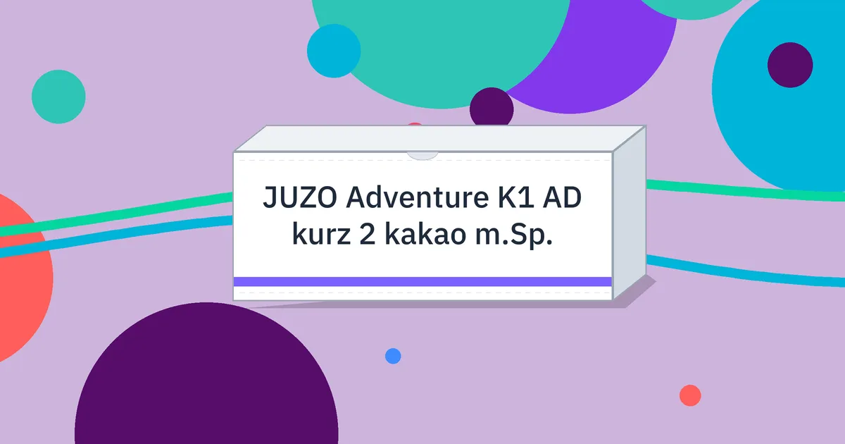 Symbolbild: Packung mit der Aufschrift JUZO Adventure K1 AD kurz 2 kakao m.Sp. (PZN 14972014) – Verfügbarkeit und Bezug in Apotheken in Frankfurt am Main