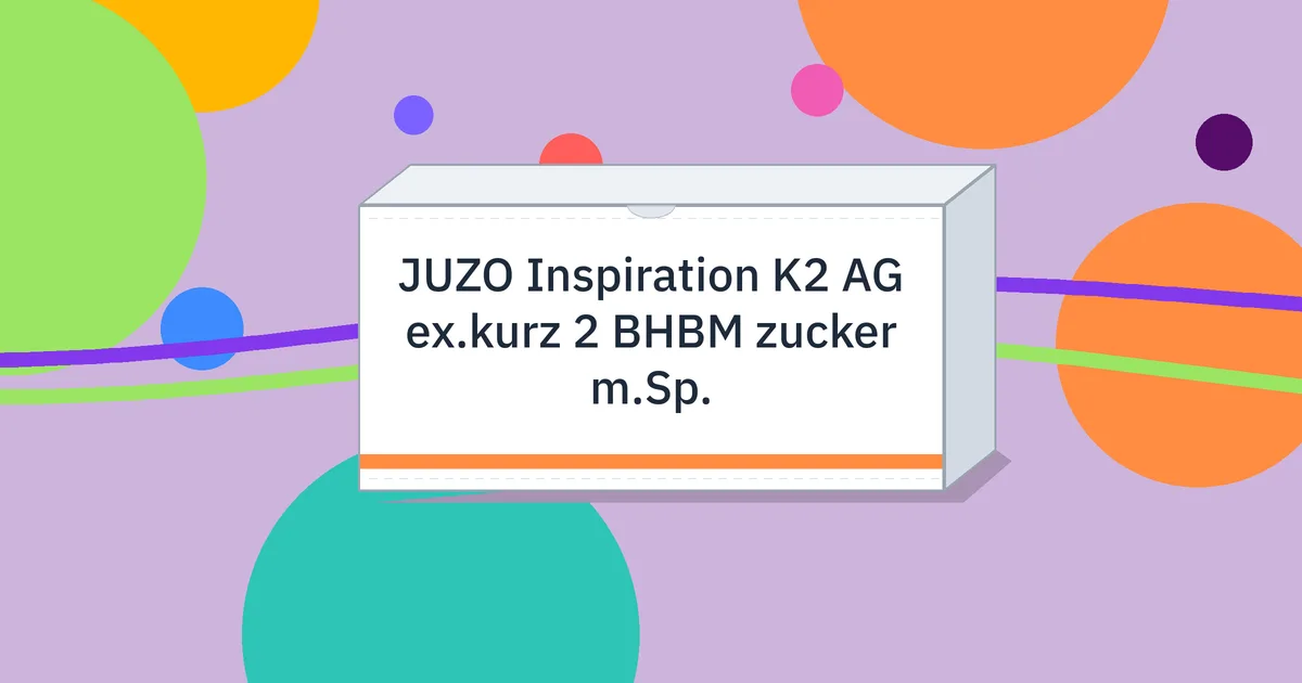 Symbolbild: Packung mit der Aufschrift JUZO Inspiration K2 AG ex.kurz 2 BHBM zucker m.Sp. (PZN 14875794) – Verfügbarkeit und Bezug in Apotheken in Frankfurt am Main