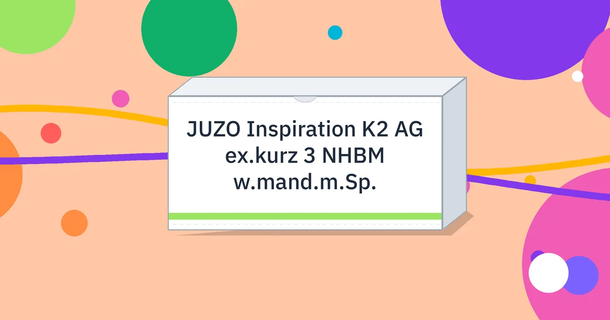Symbolbild: Packung mit der Aufschrift JUZO Inspiration K2 AG ex.kurz 3 NHBM w.mand.m.Sp. (PZN 14924647) – Verfügbarkeit und Bezug in Apotheken in Frankfurt am Main