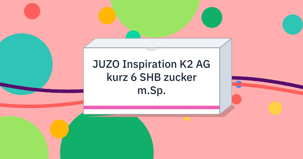 Symbolbild: Packung mit der Aufschrift JUZO Inspiration K2 AG kurz 6 SHB zucker m.Sp. (PZN 14961246) – Verfügbarkeit und Bezug in Apotheken in Frankfurt am Main