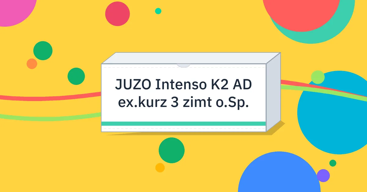 Symbolbild: Packung mit der Aufschrift JUZO Intenso K2 AD ex.kurz 3 zimt o.Sp. (PZN 18618539) – Verfügbarkeit und Bezug in Apotheken in Frankfurt am Main