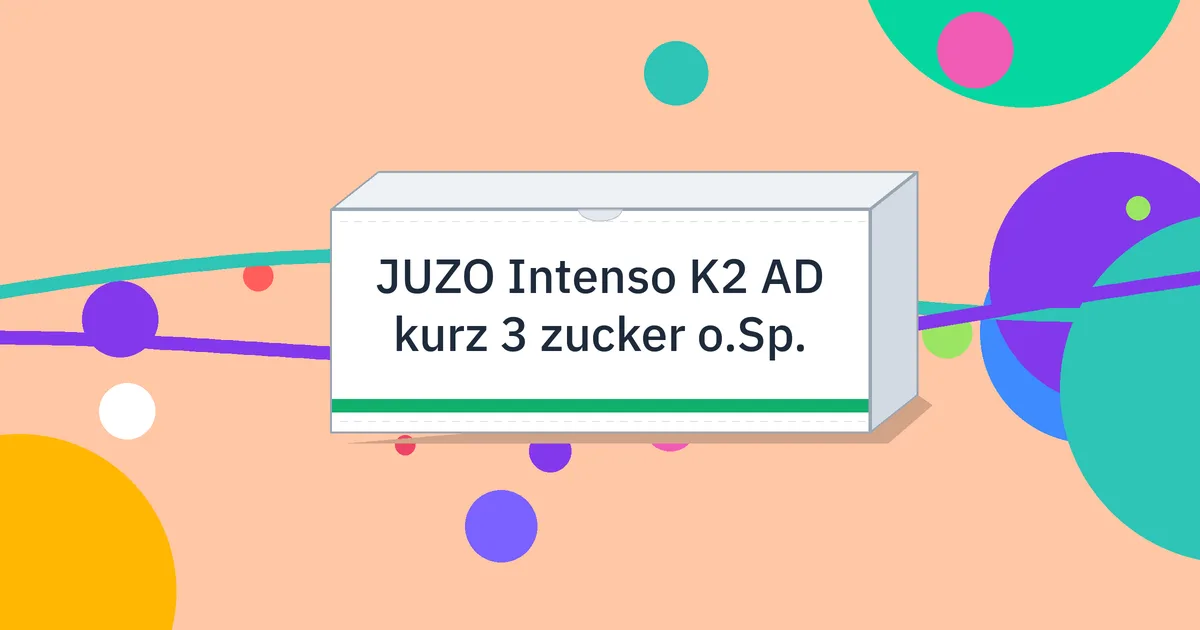 Symbolbild: Packung mit der Aufschrift JUZO Intenso K2 AD kurz 3 zucker o.Sp. (PZN 18617824) – Verfügbarkeit und Bezug in Apotheken in Frankfurt am Main