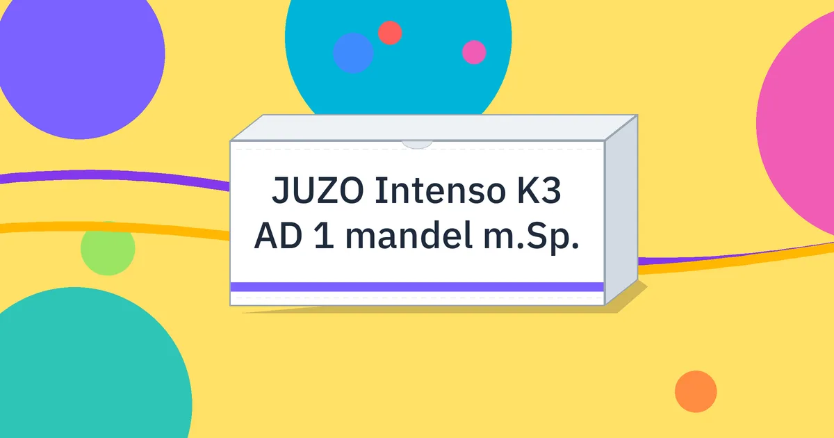 Symbolbild: Packung mit der Aufschrift JUZO Intenso K3 AD 1 mandel m.Sp. (PZN 18627484) – Verfügbarkeit und Bezug in Apotheken in Frankfurt am Main