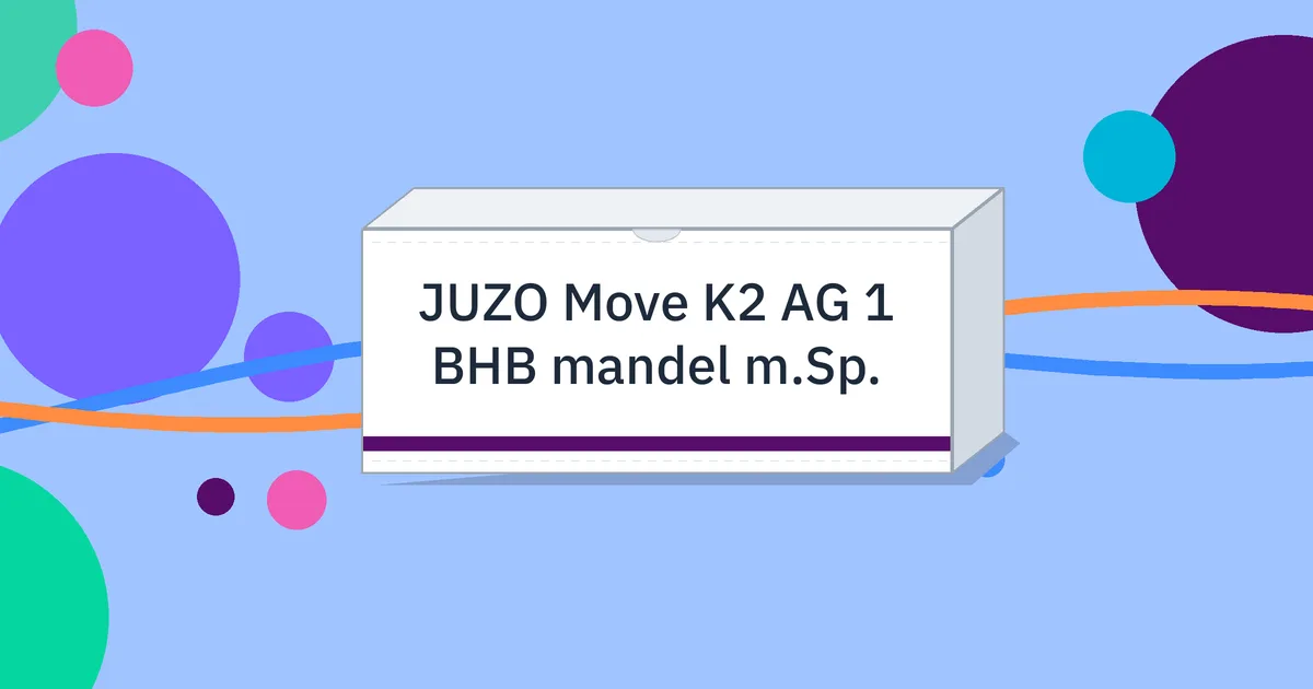Symbolbild: Packung mit der Aufschrift JUZO Move K2 AG 1 BHB mandel m.Sp. (PZN 16637768) – Verfügbarkeit und Bezug in Apotheken in Frankfurt am Main