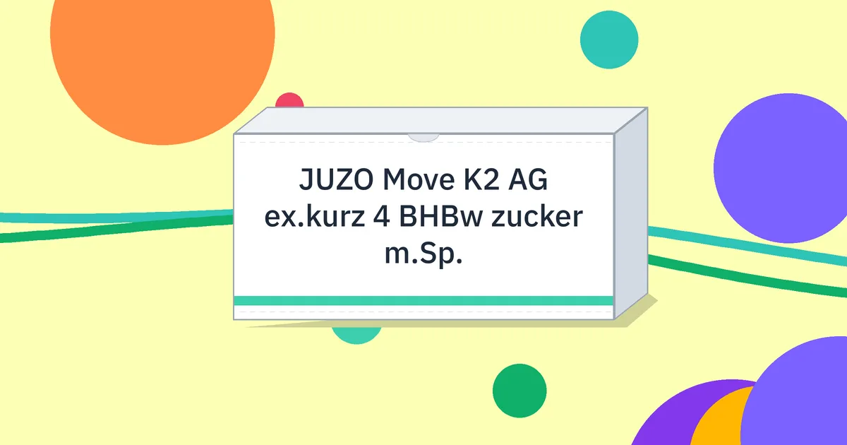 Symbolbild: Packung mit der Aufschrift JUZO Move K2 AG ex.kurz 4 BHBw zucker m.Sp. (PZN 18532269) – Verfügbarkeit und Bezug in Apotheken in Frankfurt am Main