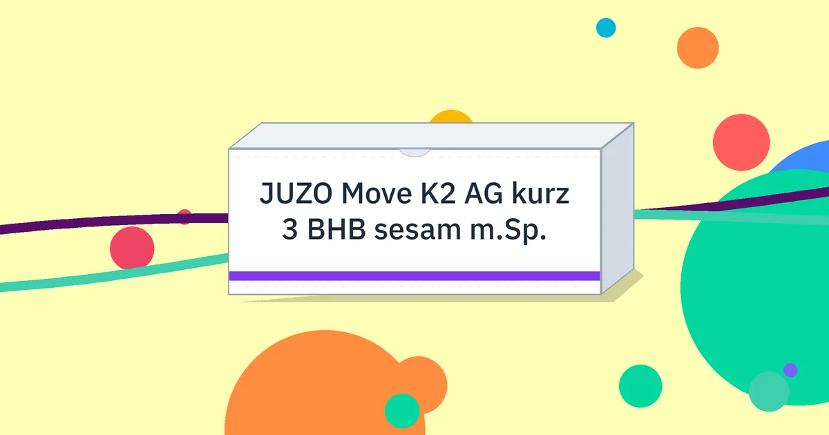 Symbolbild: Packung mit der Aufschrift JUZO Move K2 AG kurz 3 BHB sesam m.Sp. (PZN 18528227) – Verfügbarkeit und Bezug in Apotheken in Frankfurt am Main