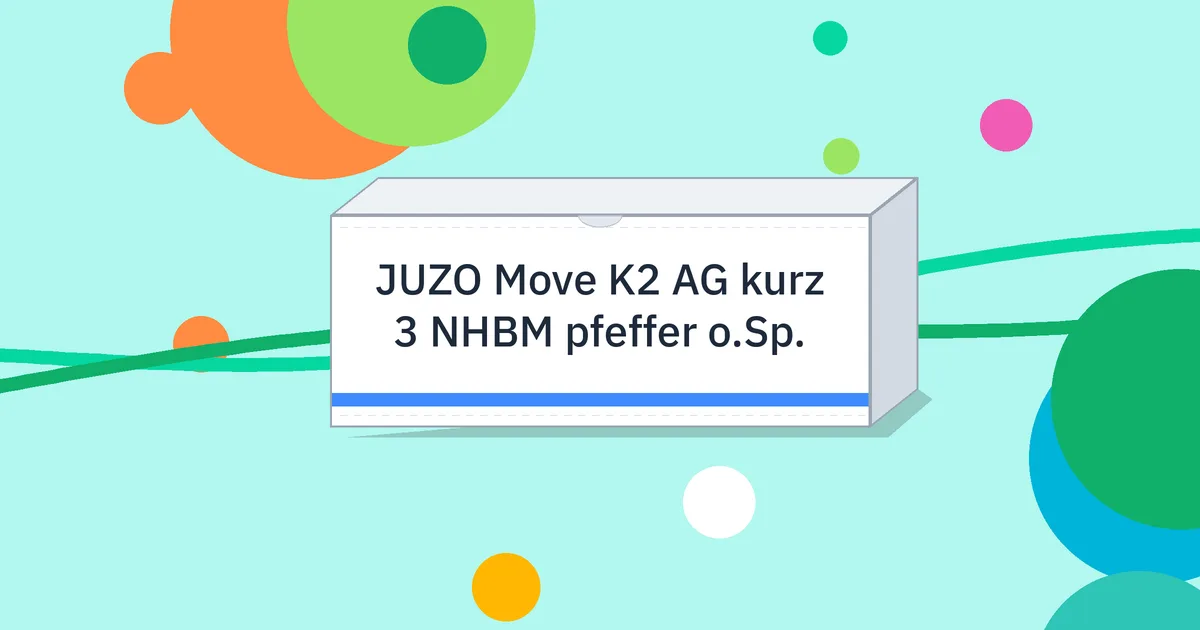 Symbolbild: Packung mit der Aufschrift JUZO Move K2 AG kurz 3 NHBM pfeffer o.Sp. (PZN 16642893) – Verfügbarkeit und Bezug in Apotheken in Frankfurt am Main