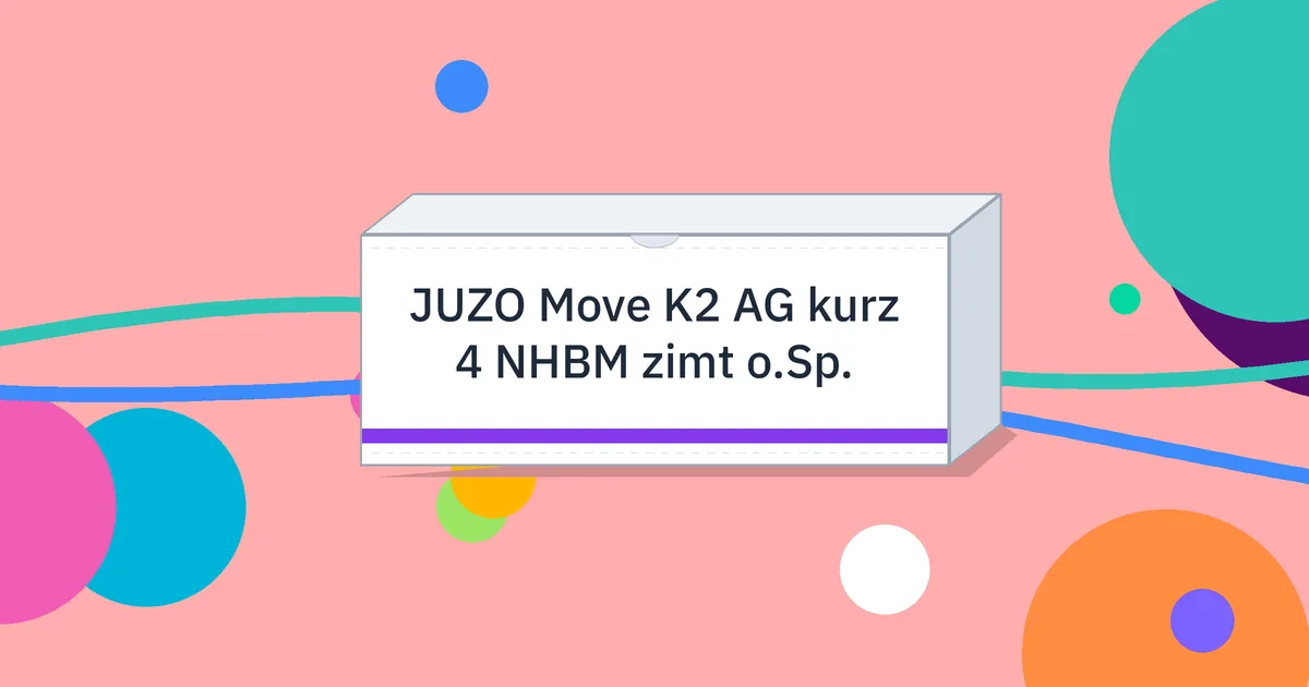 Symbolbild: Packung mit der Aufschrift JUZO Move K2 AG kurz 4 NHBM zimt o.Sp. (PZN 18529244) – Verfügbarkeit und Bezug in Apotheken in Frankfurt am Main