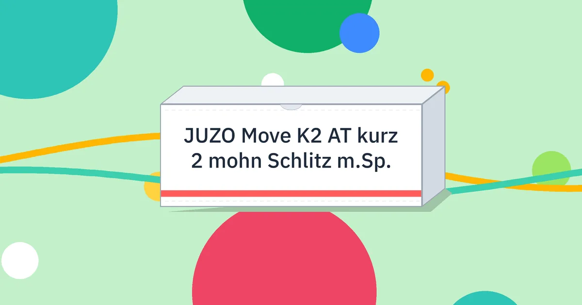 Symbolbild: Packung mit der Aufschrift JUZO Move K2 AT kurz 2 mohn Schlitz m.Sp. (PZN 20675088) – Verfügbarkeit und Bezug in Apotheken in Frankfurt am Main