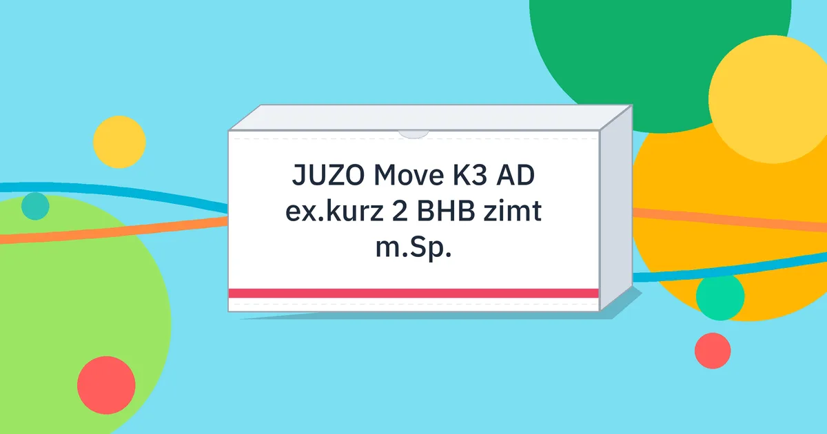 Symbolbild: Packung mit der Aufschrift JUZO Move K3 AD ex.kurz 2 BHB zimt m.Sp. (PZN 18569686) – Verfügbarkeit und Bezug in Apotheken in Frankfurt am Main