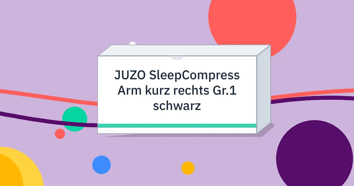 Symbolbild: Packung mit der Aufschrift JUZO SleepCompress Arm kurz rechts Gr.1 schwarz (PZN 18778102) – Verfügbarkeit und Bezug in Apotheken in Frankfurt am Main
