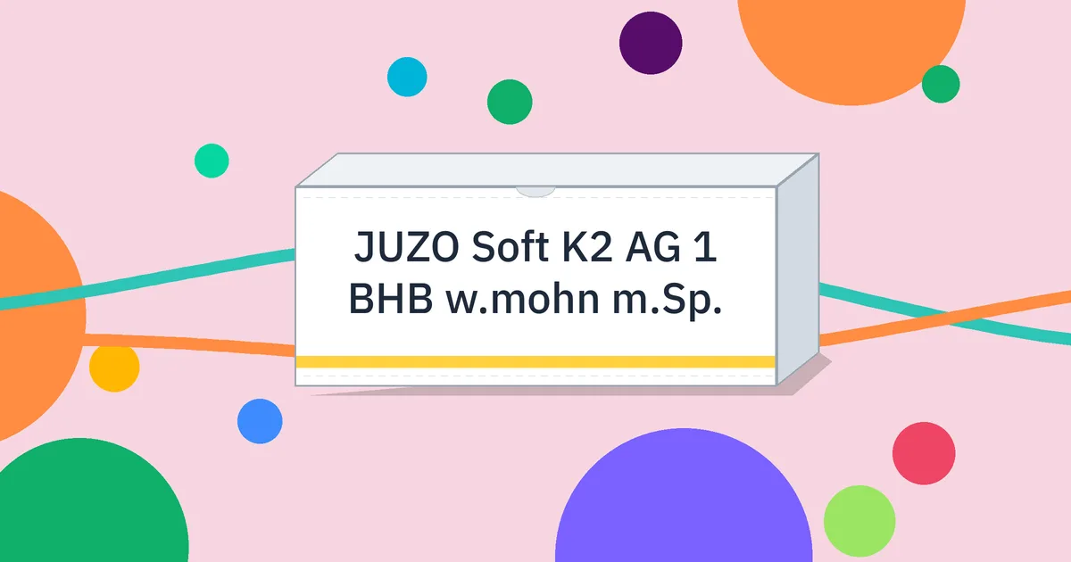 Symbolbild: Packung mit der Aufschrift JUZO Soft K2 AG 1 BHB w.mohn m.Sp. (PZN 14840985) – Verfügbarkeit und Bezug in Apotheken in Frankfurt am Main