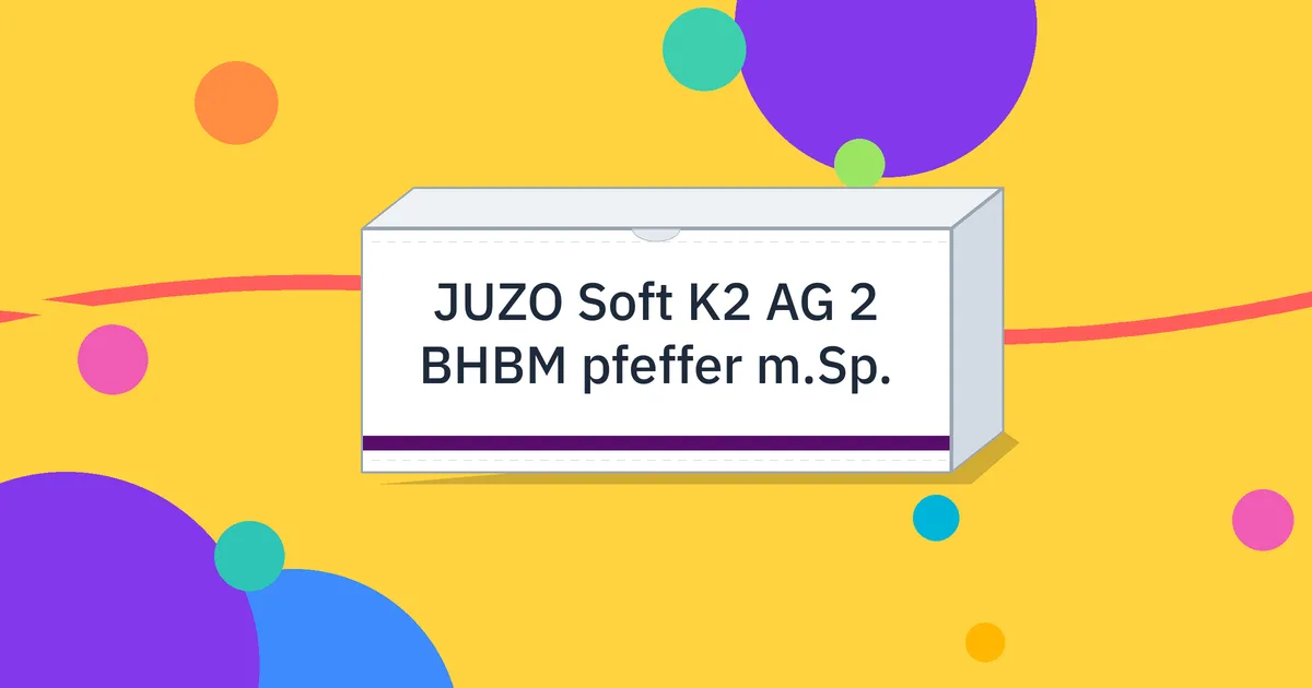 Symbolbild: Packung mit der Aufschrift JUZO Soft K2 AG 2 BHBM pfeffer m.Sp. (PZN 14858755) – Verfügbarkeit und Bezug in Apotheken in Frankfurt am Main