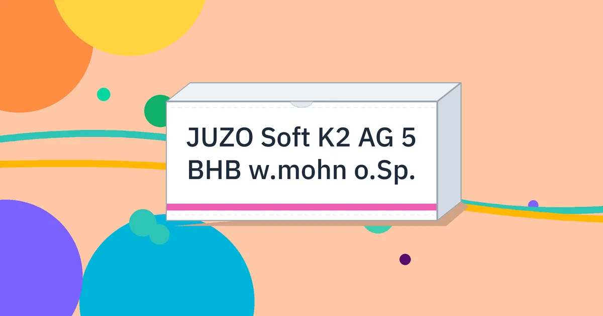 Symbolbild: Packung mit der Aufschrift JUZO Soft K2 AG 5 BHB w.mohn o.Sp. (PZN 14841660) – Verfügbarkeit und Bezug in Apotheken in Frankfurt am Main