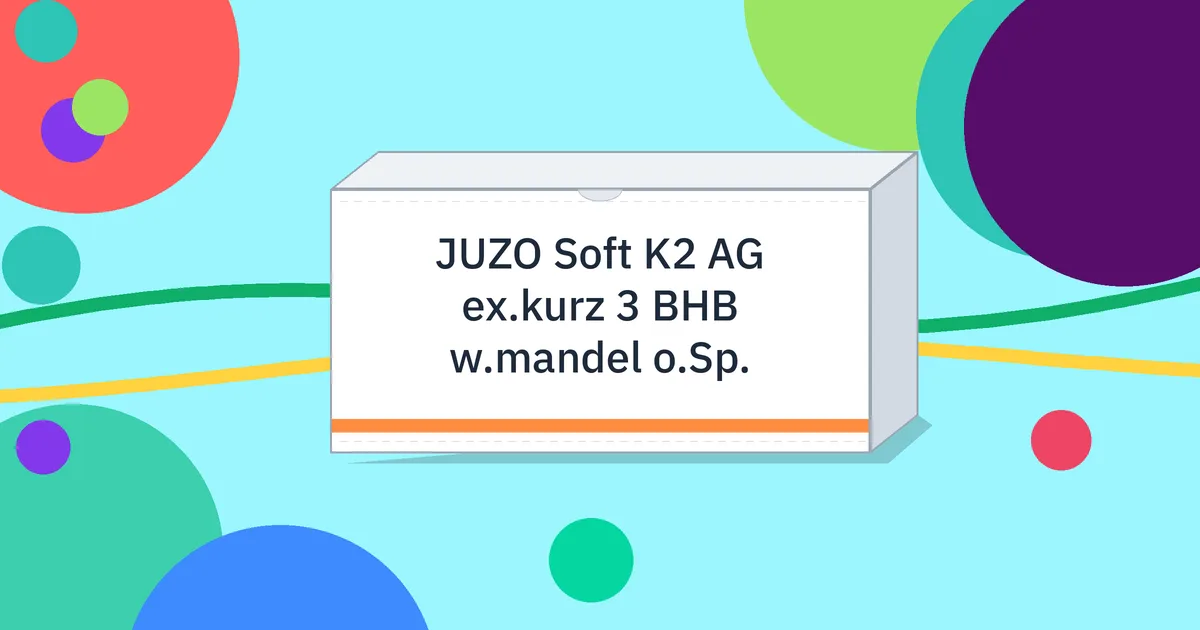 Symbolbild: Packung mit der Aufschrift JUZO Soft K2 AG ex.kurz 3 BHB w.mandel o.Sp. (PZN 14844210) – Verfügbarkeit und Bezug in Apotheken in Frankfurt am Main